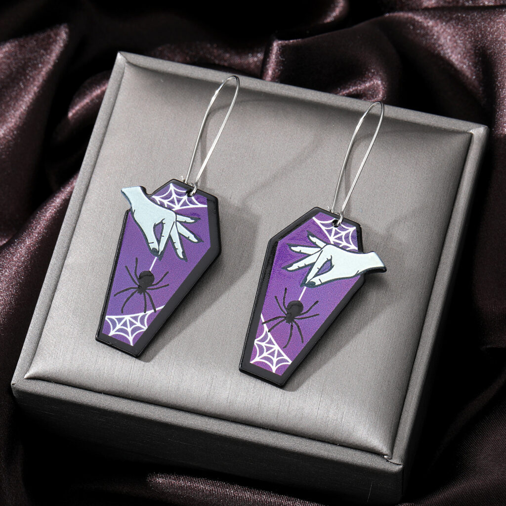 Aretes Ataúd spider - Siniestra Boutique Alternativa